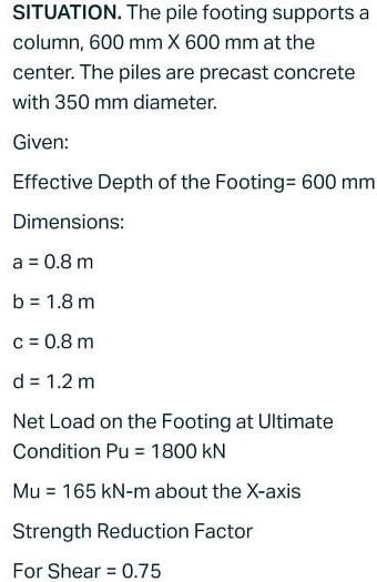 SITUATION. The pile footing supports a column, 600 | Chegg.com