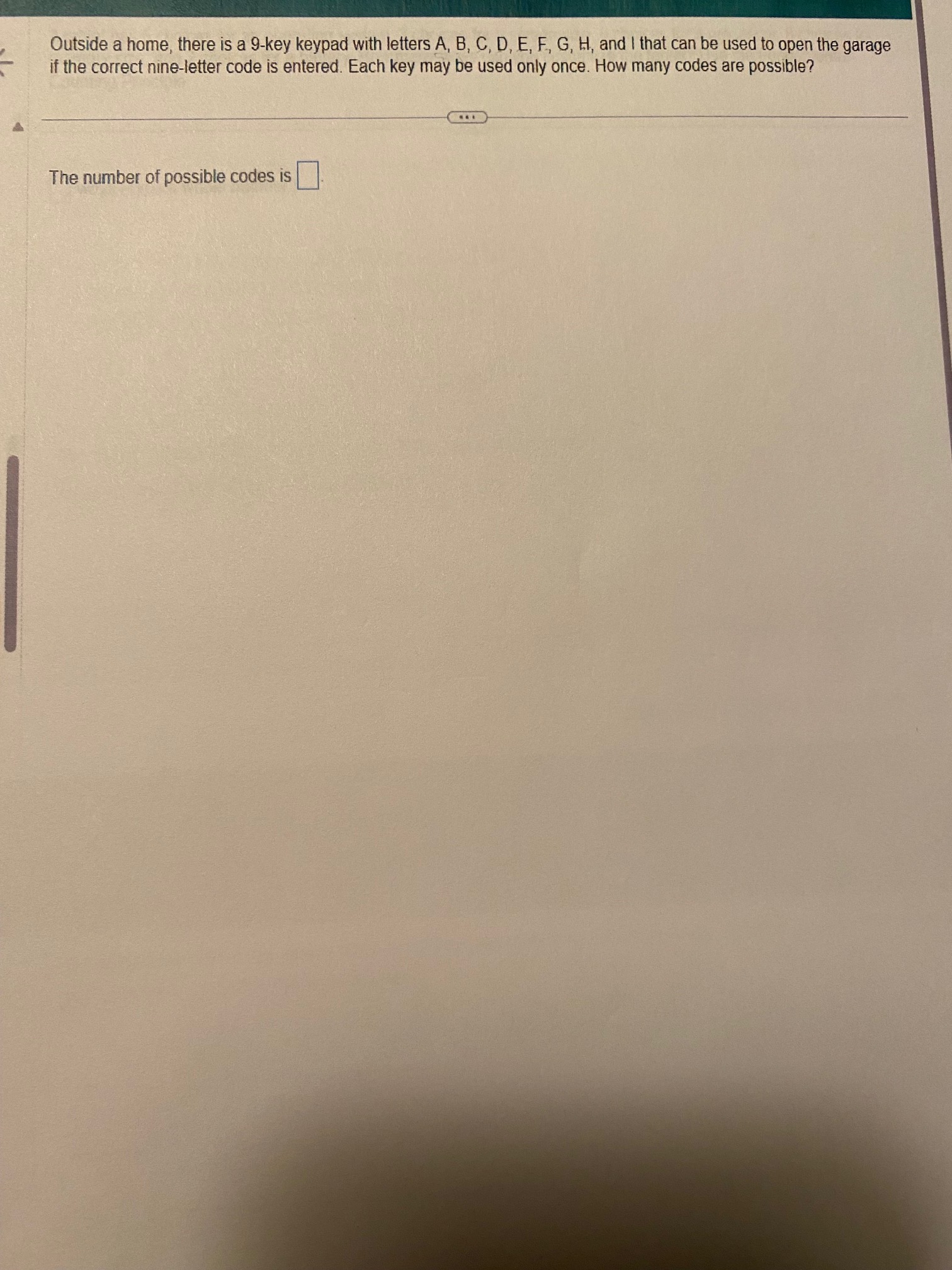 Solved Outside a home, there is a 9-key keypad with letters | Chegg.com