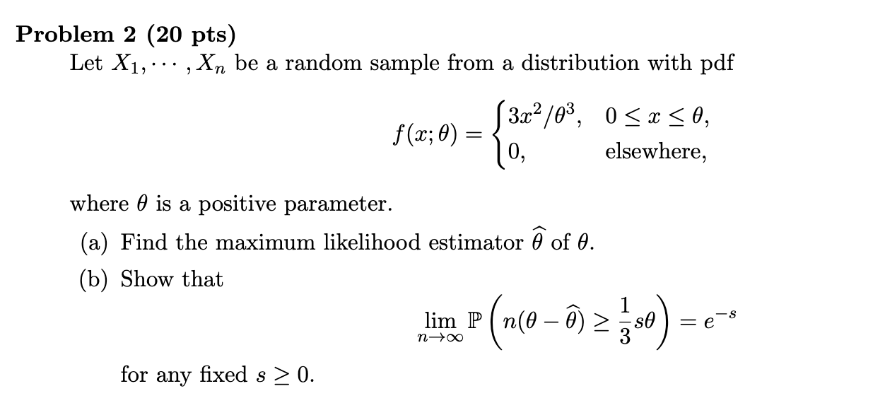 Solved Problem 2 (20 pts)Let x1,cdots,xn be ﻿a random sample | Chegg.com