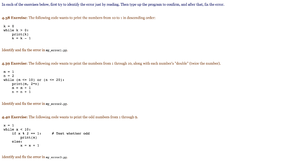 Solved In each of the exercises below, first try to identify | Chegg.com
