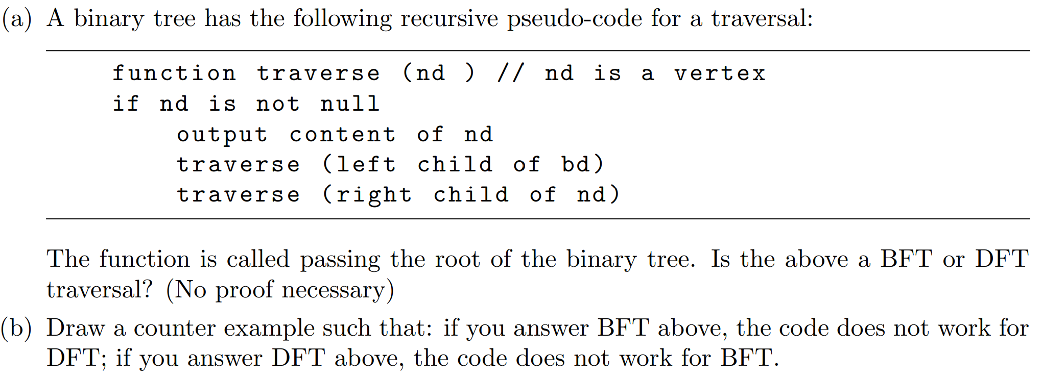 Solved function traverse (nd) /I nd is a vertex if nd is not | Chegg.com