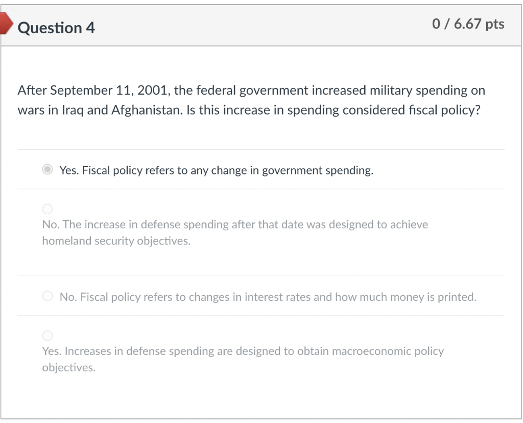 Solved 0/6.67 pts Question 4 After September 11, 2001, the | Chegg.com