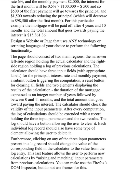 Solved CS 3520: Website Development Assignment 6: Mortgage | Chegg.com