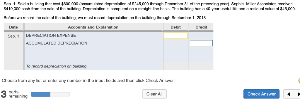 Solved Sep. 1: Sold a building that cost $600,000 | Chegg.com