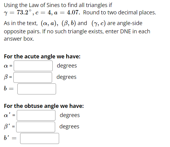 Solved Using the Law of Sines to find all triangles | Chegg.com
