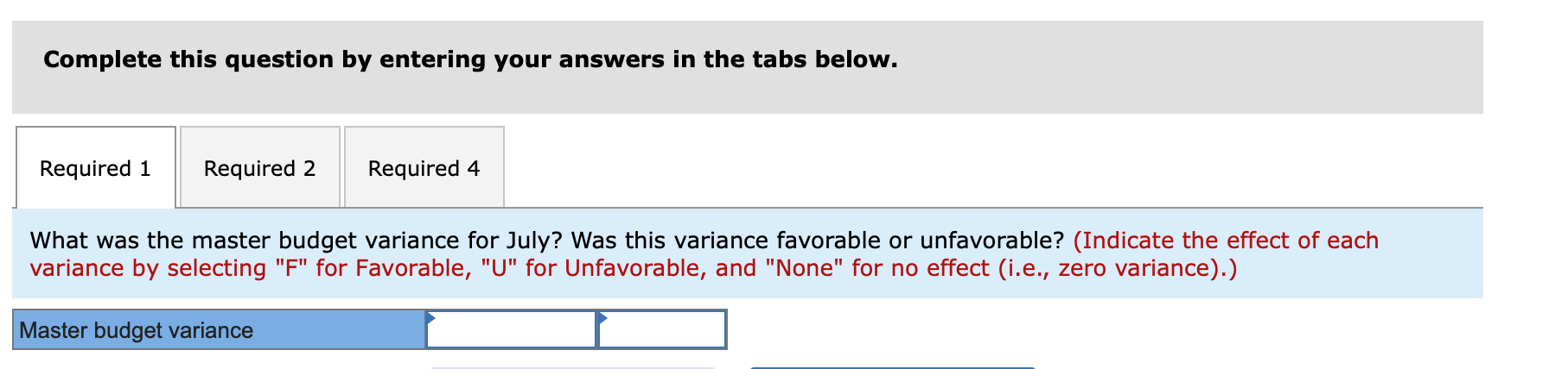 Solved Required: 1. What was the master budget variance for | Chegg.com