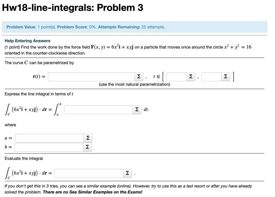Solved Hw18-line-integrals: Problem 3 Problem Value: 1 | Chegg.com
