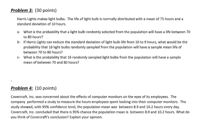 Solved Problem 3: (30 points) Harris Lights makes light | Chegg.com