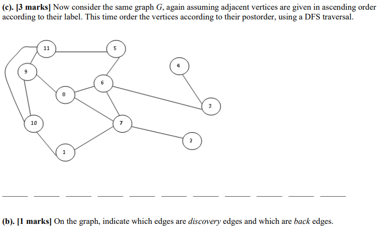 Solved (c). [3 marks] Now consider the same graph G, again | Chegg.com