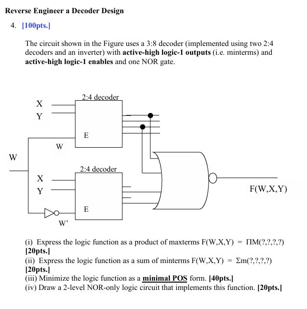 Solved Reverse Engineer a Decoder Design4. [100pts.]The | Chegg.com