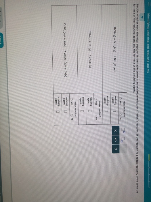 Solved -Identifying oxidizing and reducing agents Decide | Chegg.com