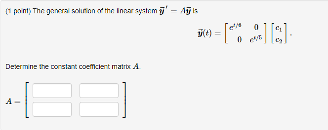 Solved (1 point) The general solution of the linear system | Chegg.com