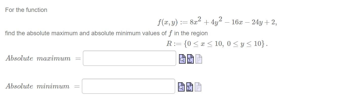 Solved For the function f(x,y) == 8x2 + 4y2 – 16x – 24y+2, | Chegg.com