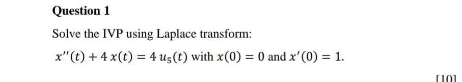 Solved Question 1 Solve the IVP using Laplace transform: | Chegg.com