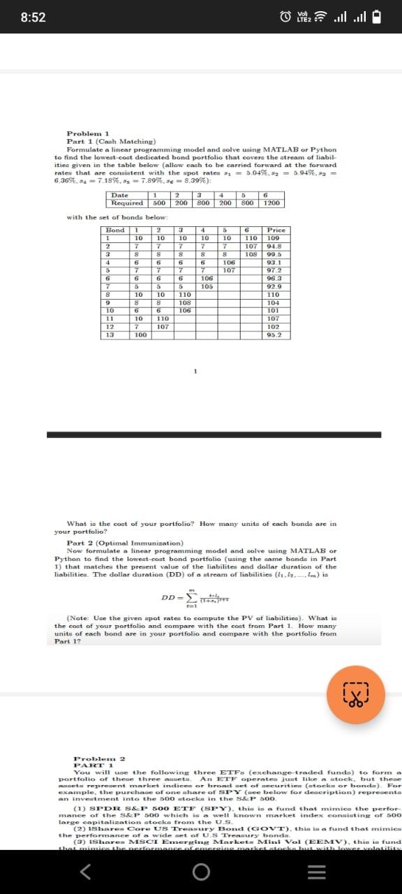 Problen 1 Part 1 (Caah Matehing) Formulate a linear | Chegg.com