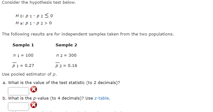 Solved Consider the hypothesis test below. HO: p1-P2 Solved Consider the hypothesis test below. HO: p1-P2
