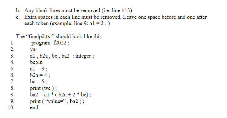 Solved Part I Create the following text file: "finalp1.txt" | Chegg.com