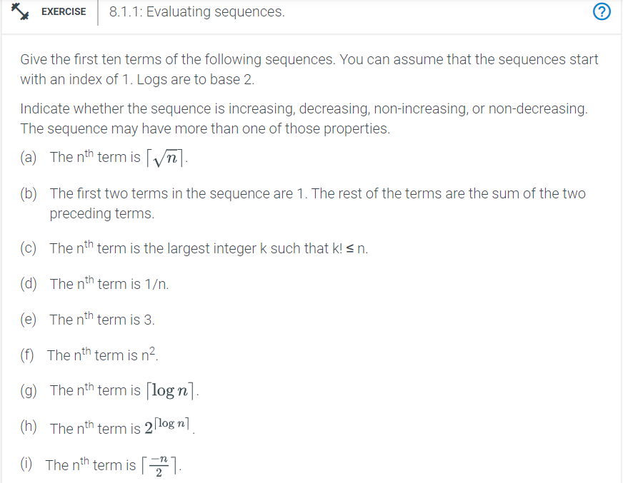 Solved Give the first ten terms of the following sequences. | Chegg.com
