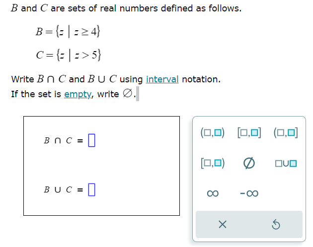 Solved B and C are sets of real numbers defined as follows. | Chegg.com