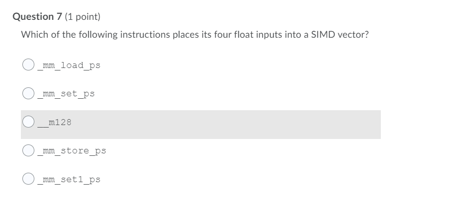 Solved Question 7 (1 point) Which of the following | Chegg.com