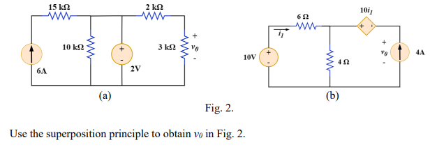 Solved (a) Fig. 2. Use the superposition principle to obtain | Chegg.com