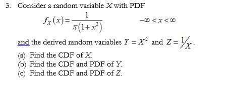Solved 3. Consider a random variable X with PDF π(1+x and | Chegg.com