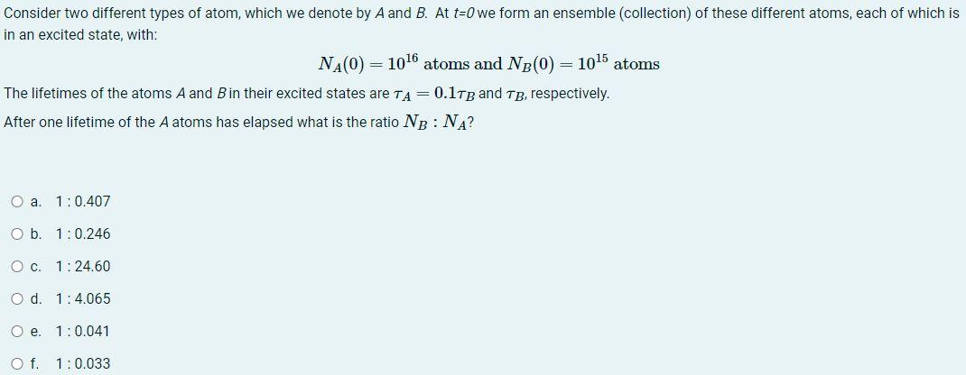Solved Consider two different types of atom, which we denote | Chegg.com