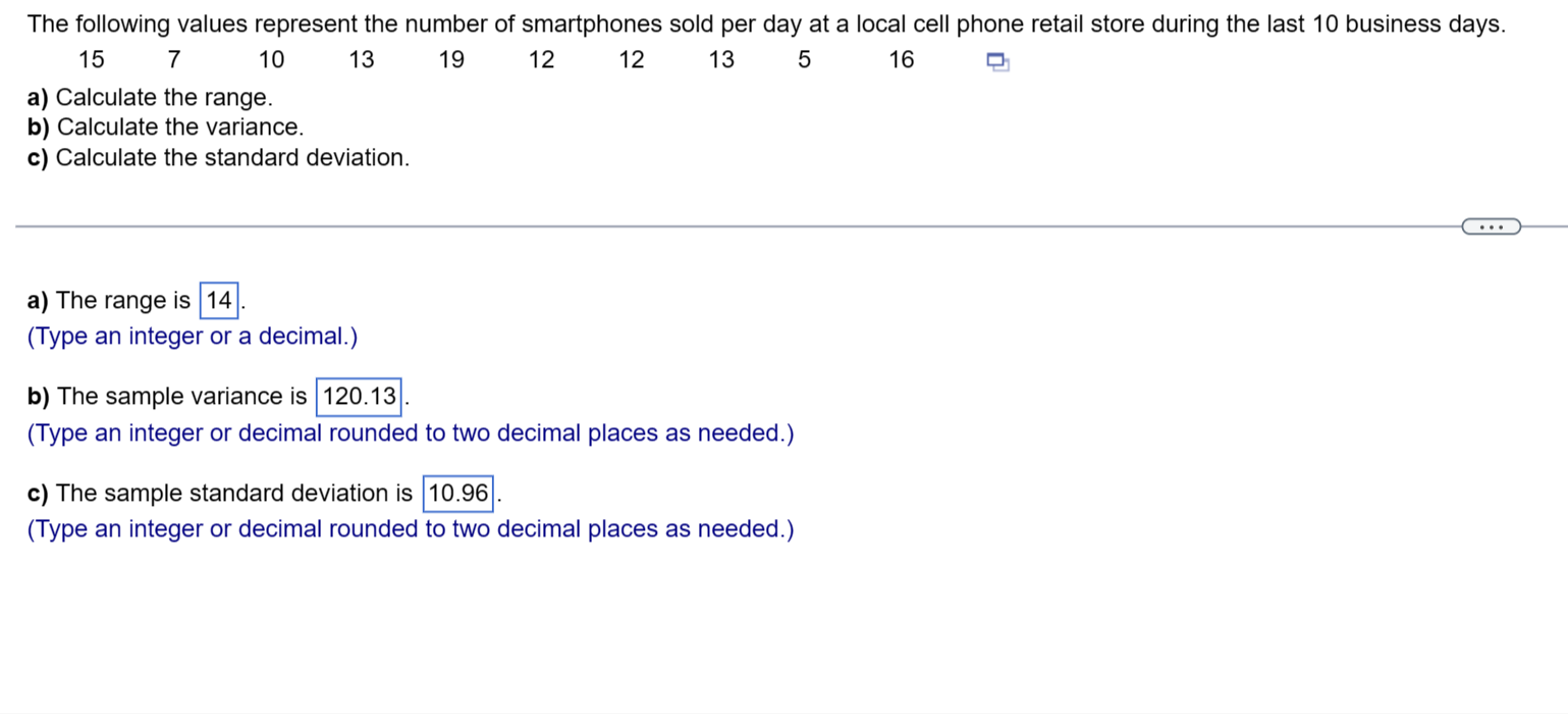 Solved The following values represent the number of | Chegg.com