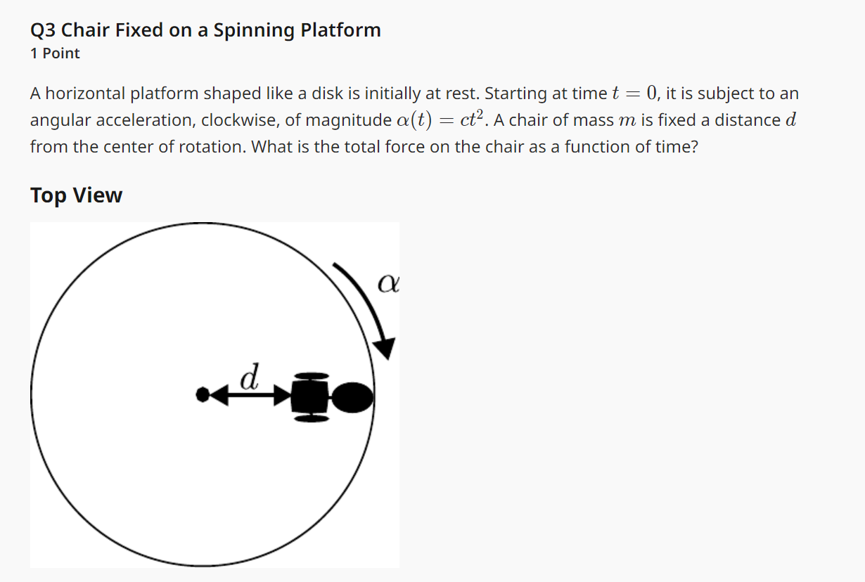 Solved Q3 Chair Fixed on a Spinning Platform 1 Point A | Chegg.com