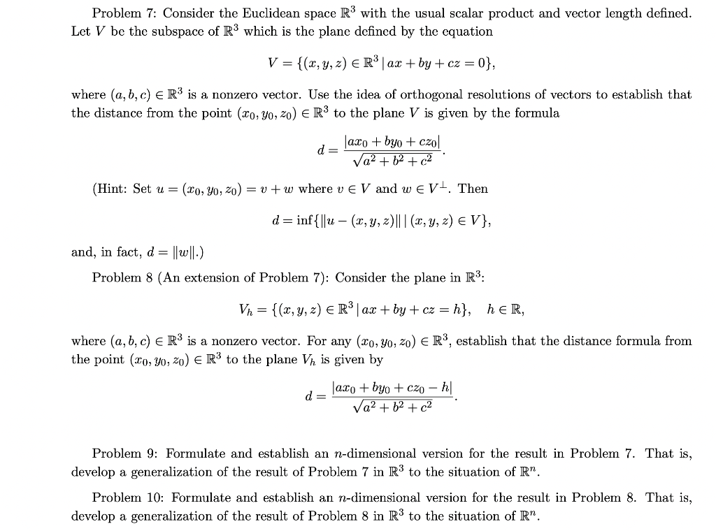 Solved Problem 7: Consider the Euclidean space Rº with the | Chegg.com