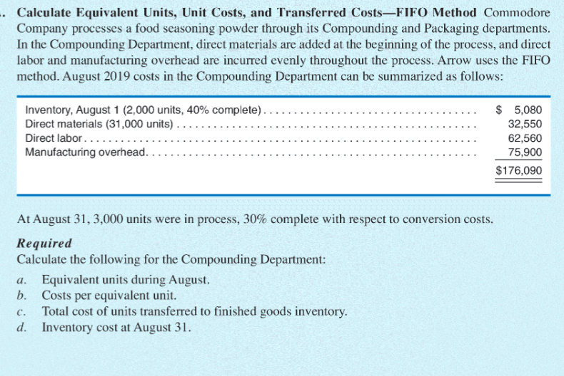 Solved . Calculate Equivalent Units, Unit Costs, and | Chegg.com
