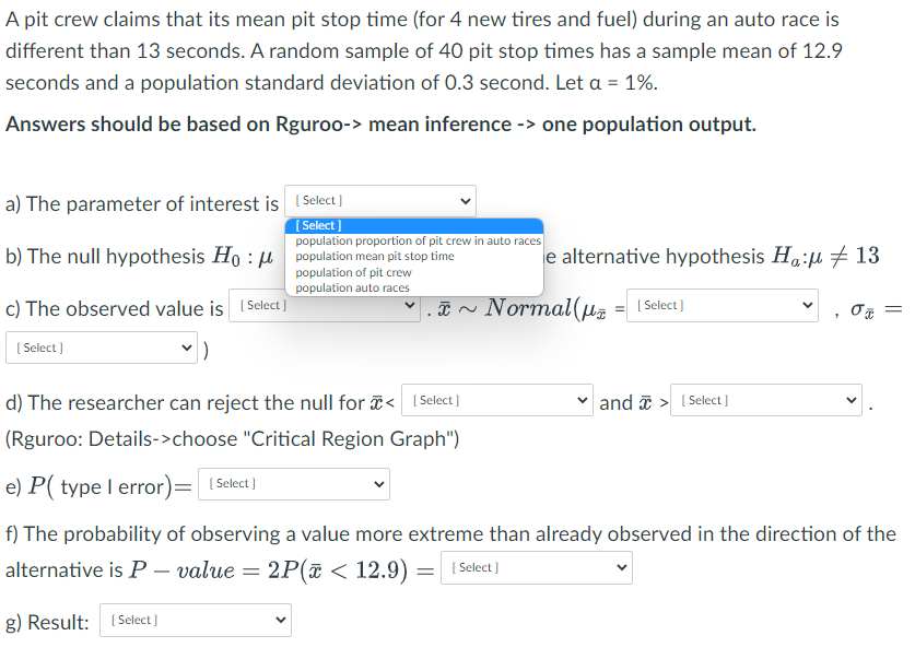 Solved A pit crew claims that its mean pit stop time (for 4 | Chegg.com