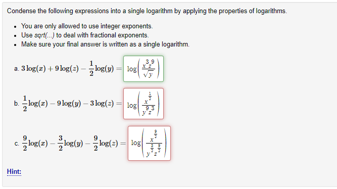 Solved Condense the following expressions into a single | Chegg.com
