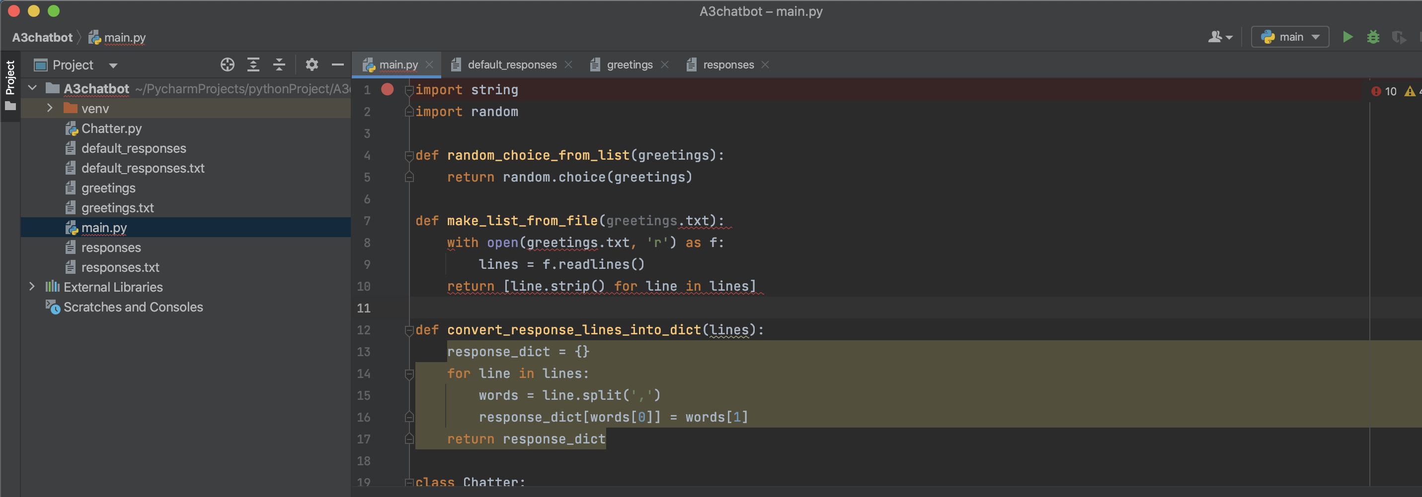 Solved A3chatbot - main.py A3chatbot - main.py A3chatbot : | Chegg.com