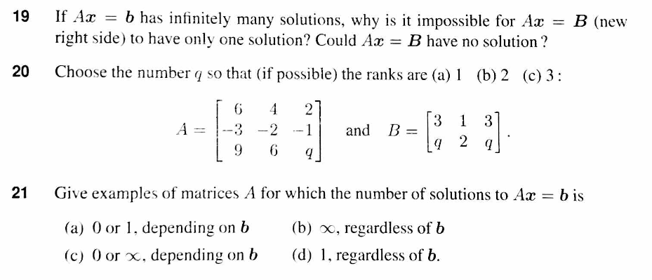 Solved 19 If Ax=b has infinitely many solutions, why is it | Chegg.com