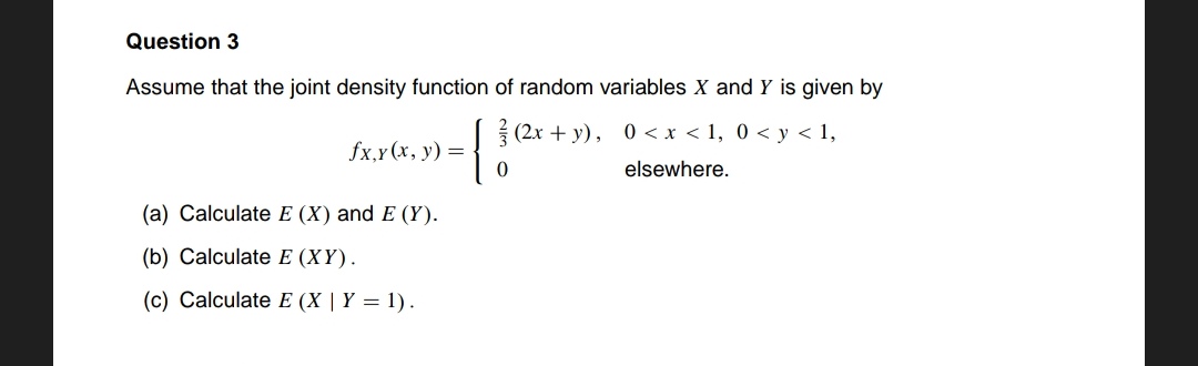 Solved Assume that the joint density function of random | Chegg.com