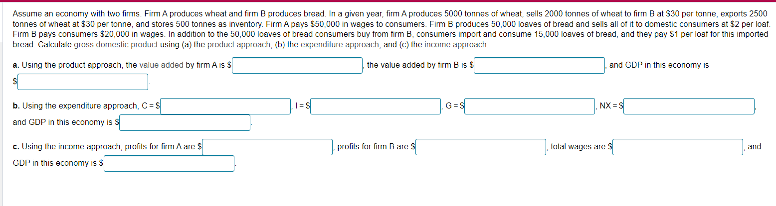 Solved bread. Calculate gross domestic product using (a) the | Chegg.com