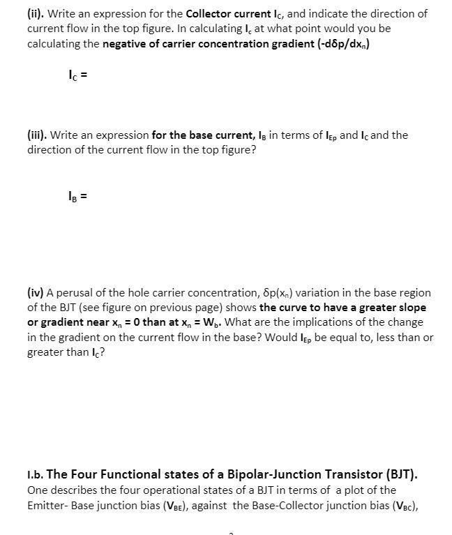 Solved (ii). Write an expression for the Collector current | Chegg.com