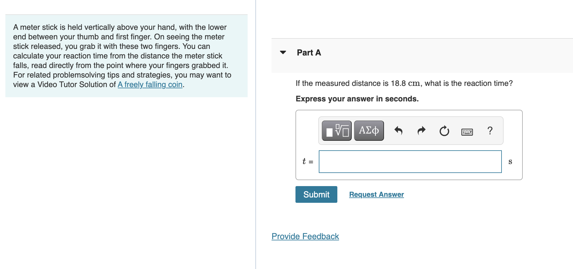 Solved A meter stick is held vertically above your hand, | Chegg.com