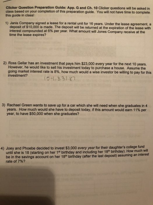 Solved Clicker Question Preparation Guide: App. G and Ch. 10 | Chegg.com