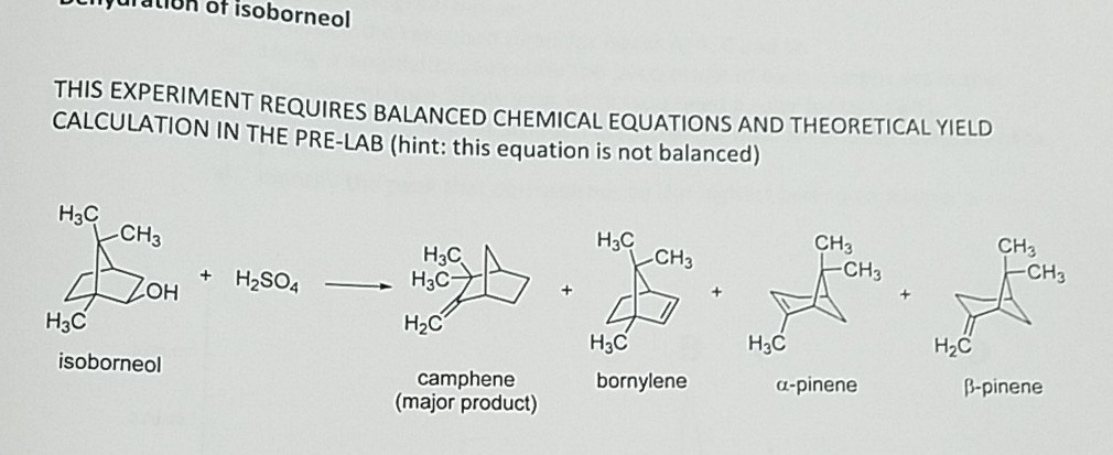 Solved DLIyuratIUh ot isoborneol THIS EXPERIMENT REQUIRES | Chegg.com