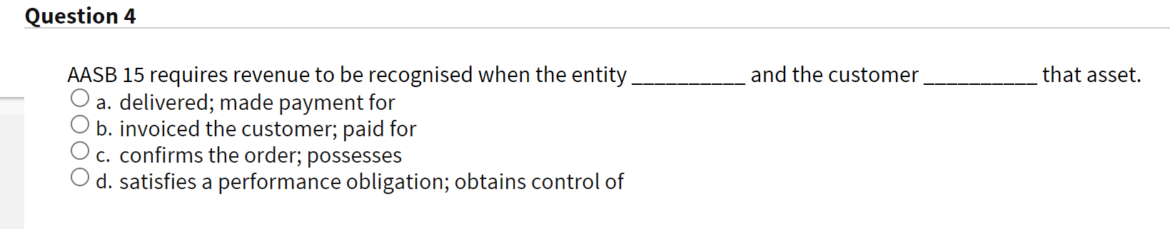 Solved Question 4 and the customer that asset. AASB 15 | Chegg.com