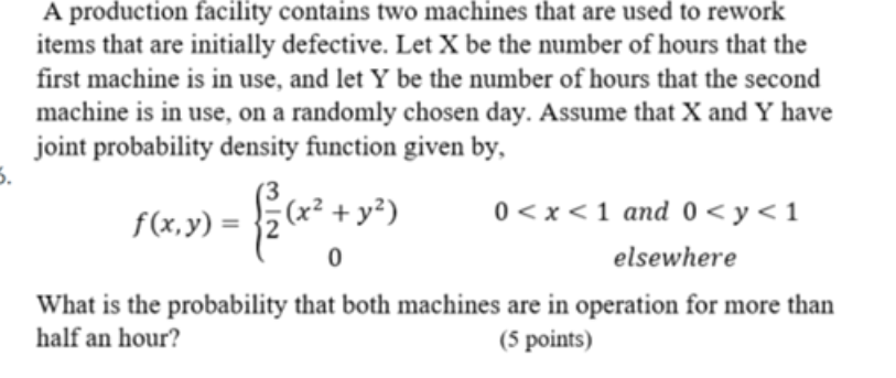Solved A production facility contains two machines that are | Chegg.com