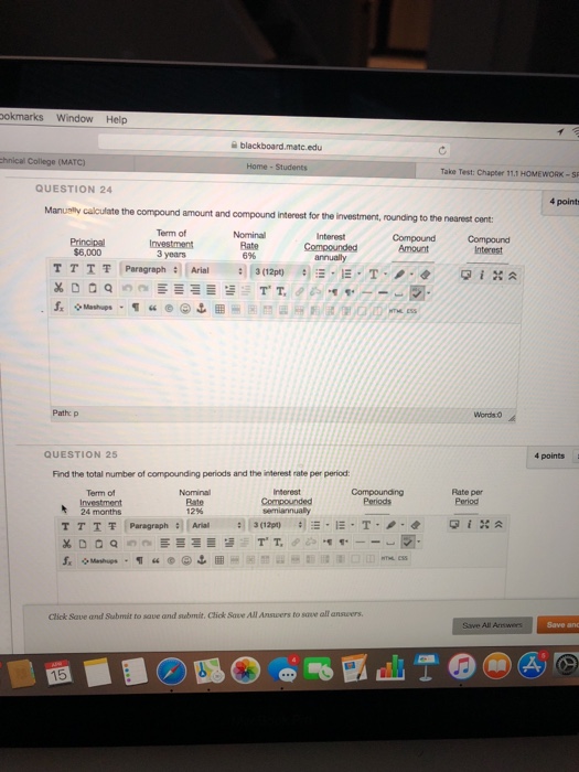 Solved okmarks Window Help ? blackboard.matc.edu chnical | Chegg.com