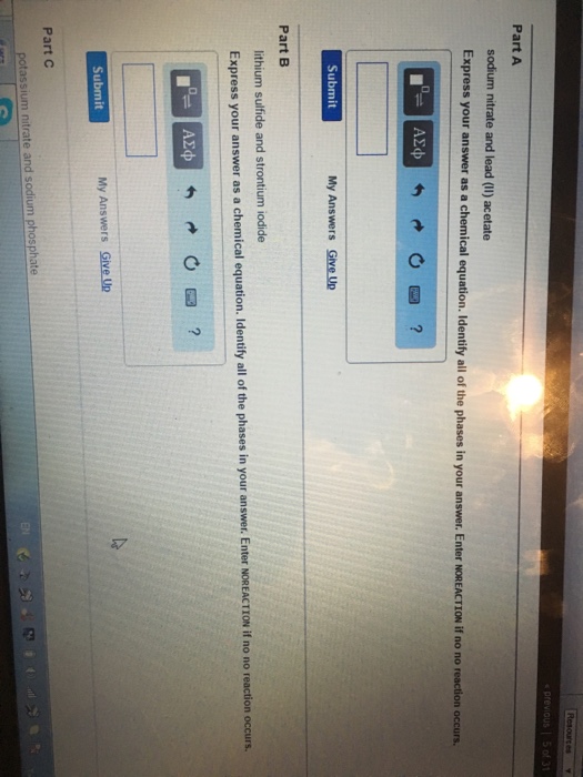 Solved My Answers Give Up Submit Part C potassium nitrate | Chegg.com