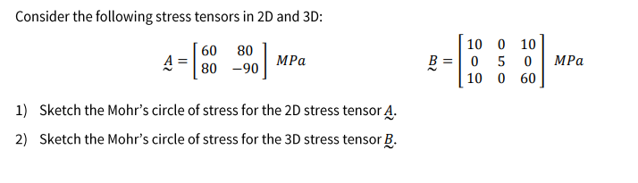 Solved Consider the following stress tensors in 2D and 3D: | Chegg.com