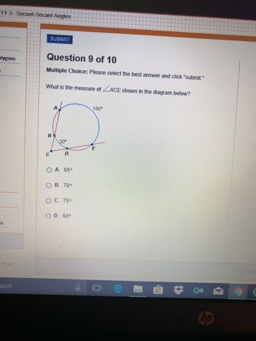 Solved TY 3 Secant-Secant Angles SUBMIT Question 9 of 10 | Chegg.com