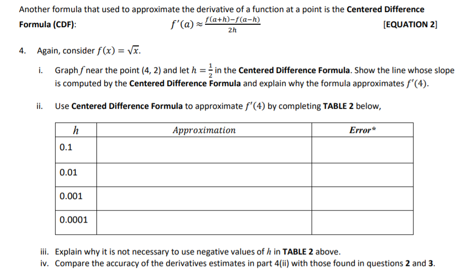 Solved Another formula that used to approximate the | Chegg.com