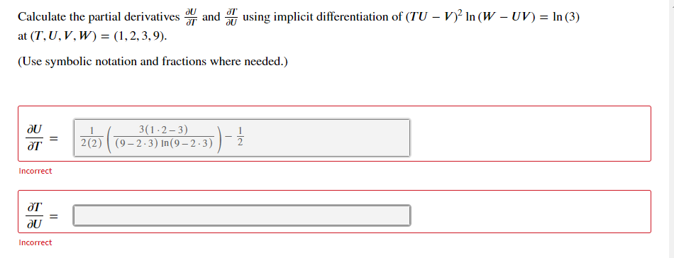 Solved Calculate the partial derivatives and using implicit | Chegg.com