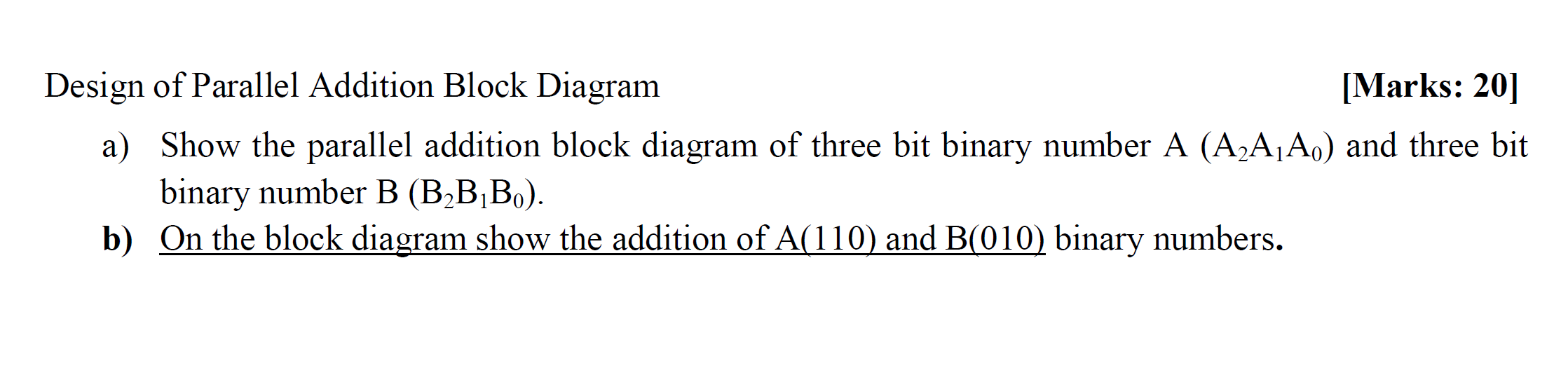 Solved Design of Parallel Addition Block Diagram [Marks: 200 | Chegg.com